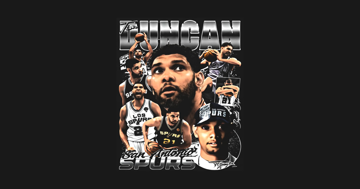 Tim Duncan Vintage Bootleg - Tim Duncan - T-Shirt | TeePublic