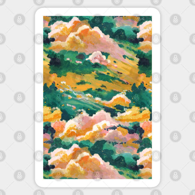 Green, yellow, and Pink Sky - Cloudscape - Sticker | TeePublic