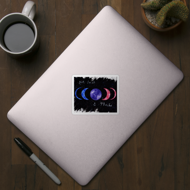 Not Just A Phase, Bi Pride - Moon - Sticker | TeePublic