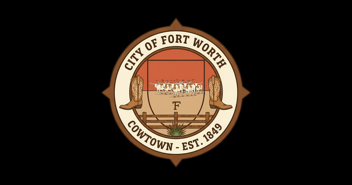 Fort Worth Cowtown Texas City Emblem - Fort Worth - Sticker | TeePublic