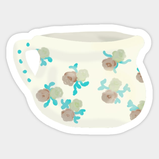 Cabbage Rose Chamber Pot - Retro Vintage Aesthetic - Sticker | TeePublic