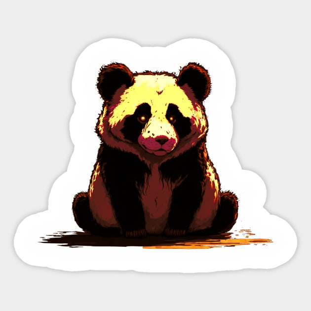 Trippy Yellow Panda Bear - Panda - Sticker | TeePublic