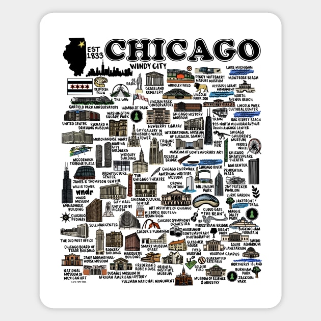 Chicago Map - Chicago - Sticker | TeePublic