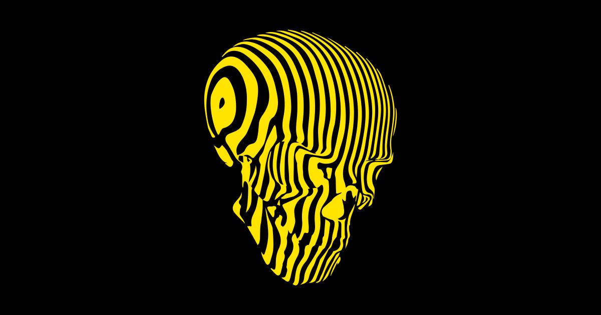 Yellow Striped Skull - Skull - Sticker | TeePublic