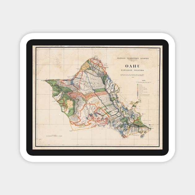 1900s Historical Oahu Map in Color - Oahu - Magnet | TeePublic