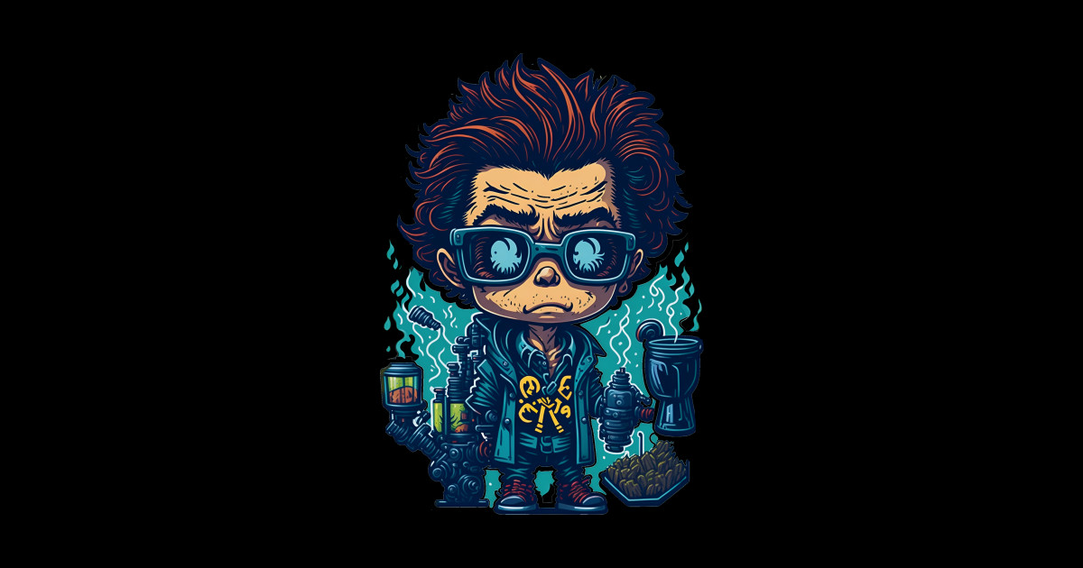 Chibi Style Mad Scientist - Cartoon Mad Scientist - Sticker | TeePublic