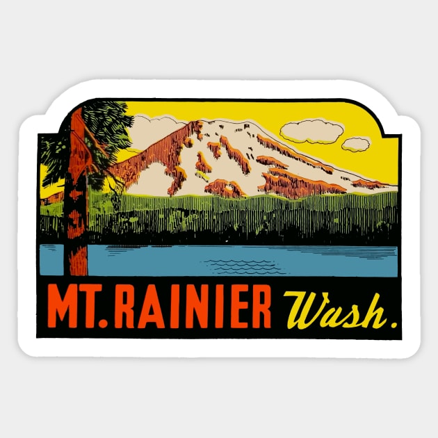 Mount Rainier Vintage Style - Mount Rainier - Sticker | TeePublic