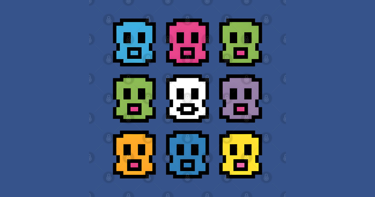 Cute 8-Bit Faces Pattern – Retro Pixel Art - Pixel Art - T-Shirt ...