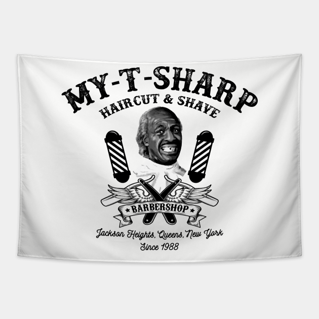 My-T-Sharp Barbershop - Coming To America Movie - Tapestry | TeePublic