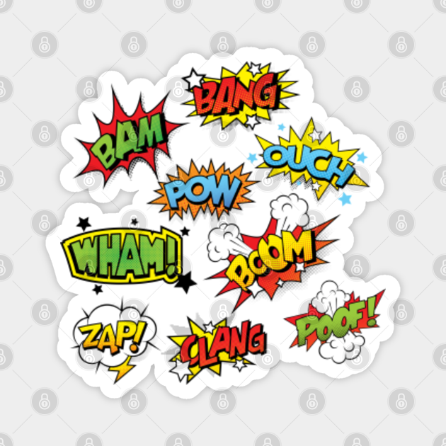 Comic Book Words - Comic Books - Magnet | TeePublic