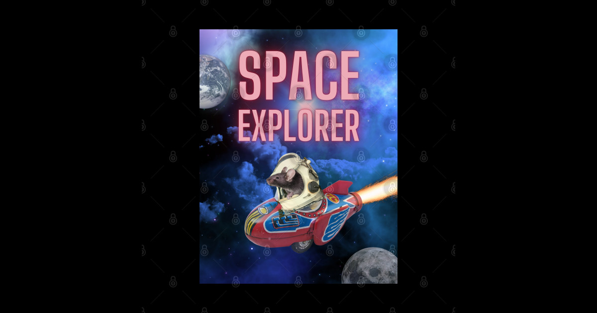 Space Explorer - Cute Mouse traveling in space - Space Mouse - Magnet ...