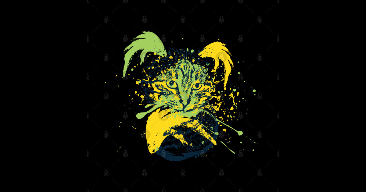 Cute Grunge Cat Portrait - Cat - Sticker | TeePublic