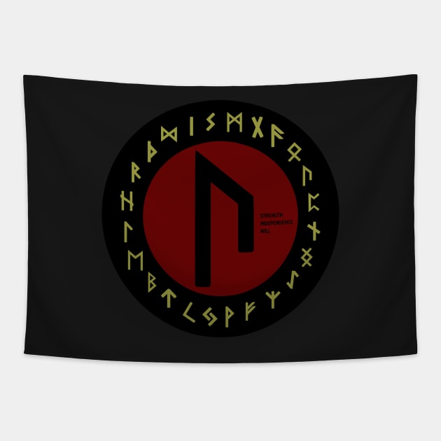 Red Uruz Futhark Rune Symbol - Symbols - Tapestry | TeePublic