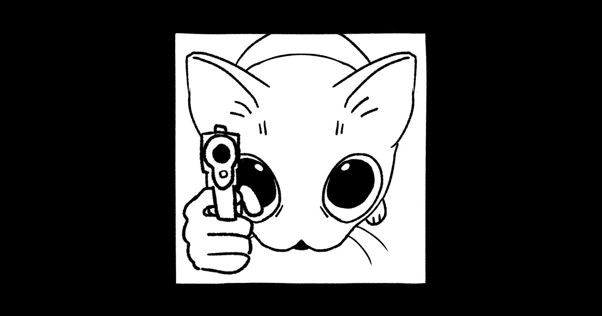 Cat with Gun - Cat - Sticker | TeePublic