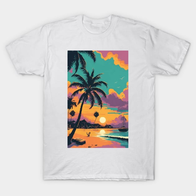 Sunset at the beach - Beach Sunset - T-Shirt | TeePublic
