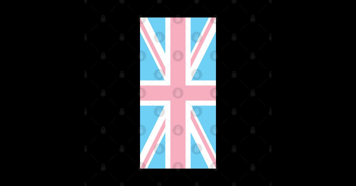 TRANSGENDER UK FLAG (UNION JACK) (alt-angle) - PALE BLUE, WHITE AND ...
