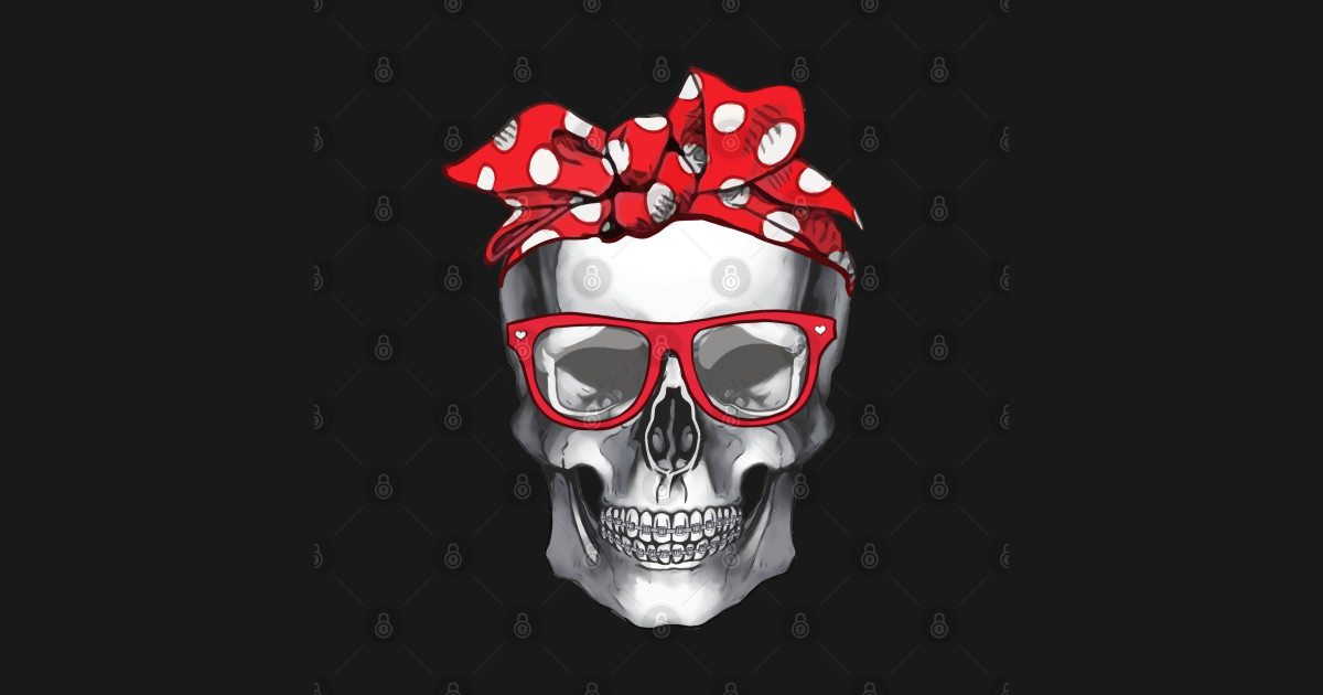 Skull human anatomy nerd red glasses tooth brace - Skull Art Design - T ...