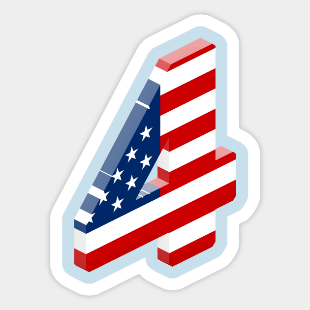 Isometric Number, Number Four - Number - Sticker | TeePublic