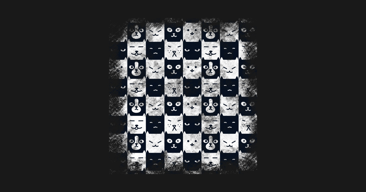 Black And White Checkerboard Cat Pattern - Checker - T-Shirt | TeePublic