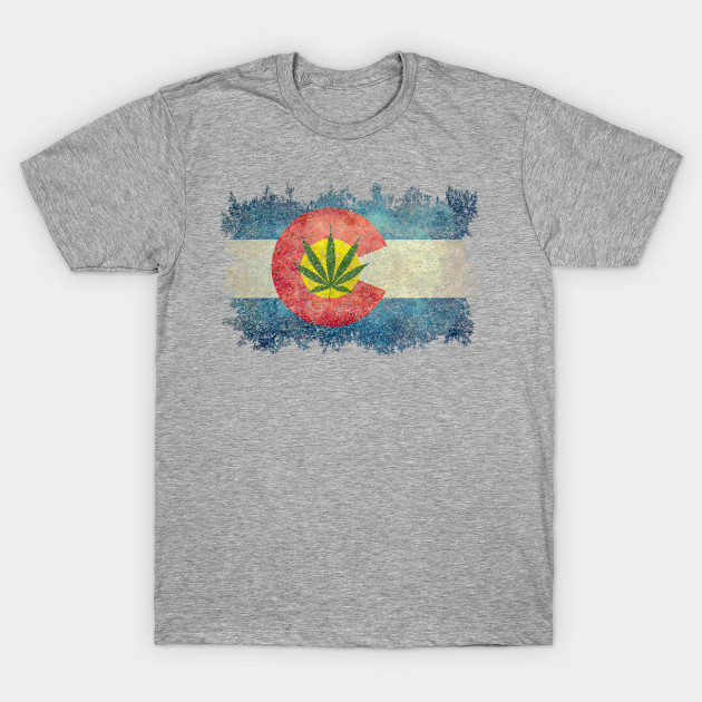 Colorado flag with Marijuana - Marijuana - T-Shirt | TeePublic