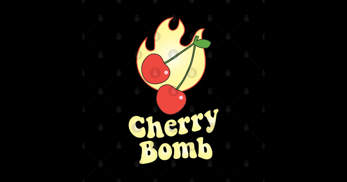 Cherry Bomb and Light Yellow Flaming Design - Cherry Bomb - Sticker ...
