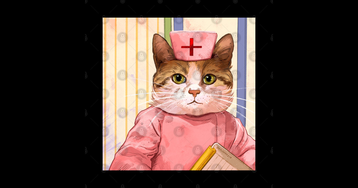 Nurse cat! - Cats - Sticker | TeePublic