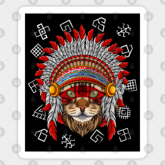Indigenous Maine Coon Native American Cat Indian Headdress - Indigenous ...