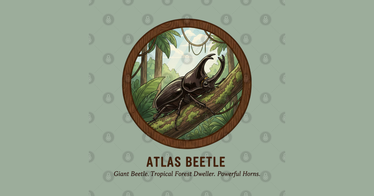Atlas Beetle Tropical Forest Emblem - Atlas Beetle - T-Shirt | TeePublic