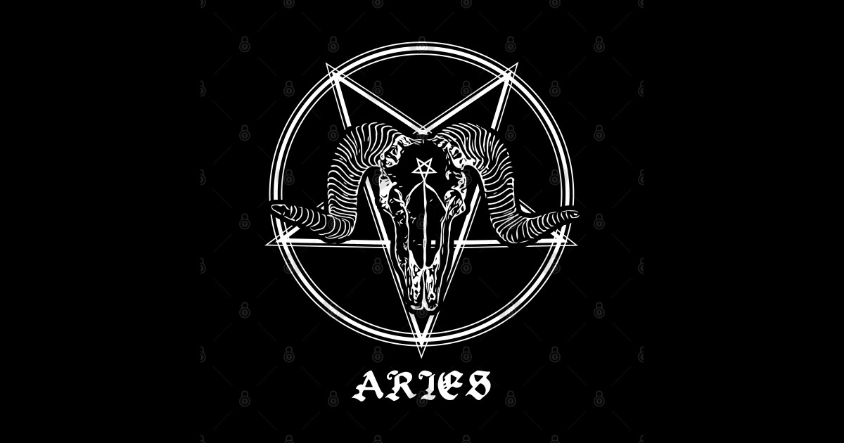 Aries skull zodiac sign occult gothic style - Aries - Sticker | TeePublic