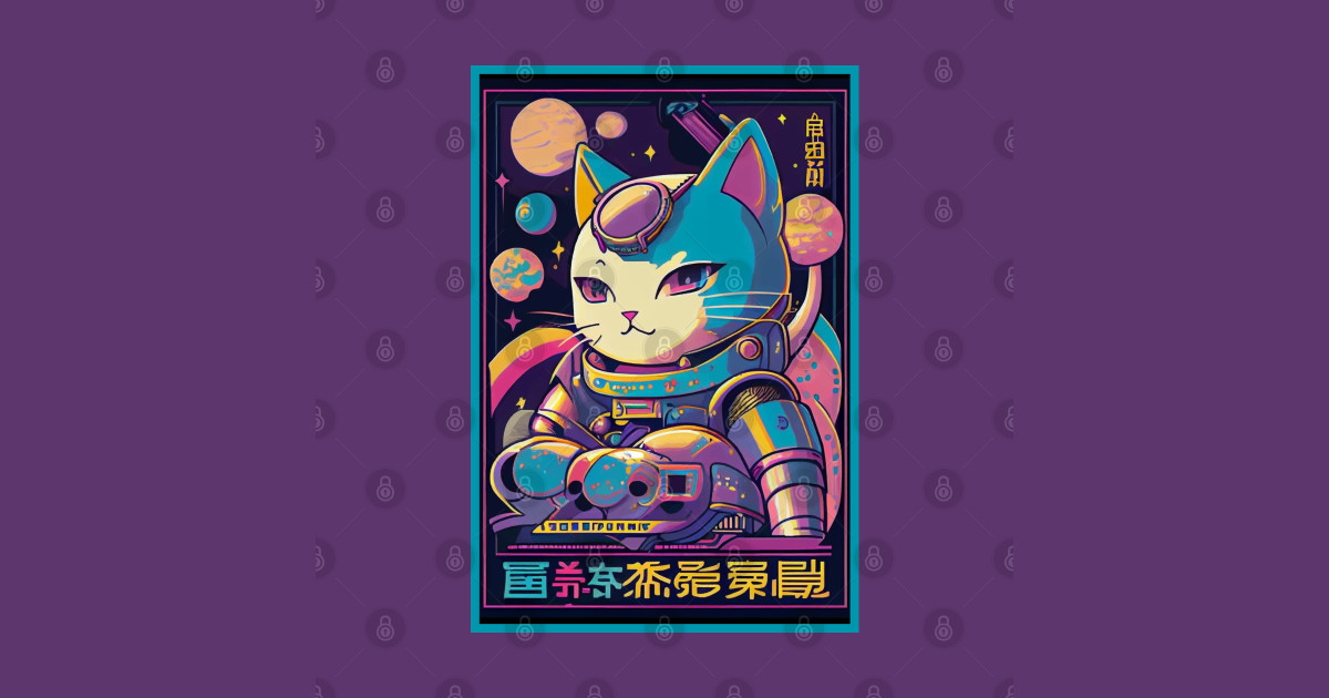Vintage Anime Space Cat | Quality Retro Anime Origin Design | Chibi ...