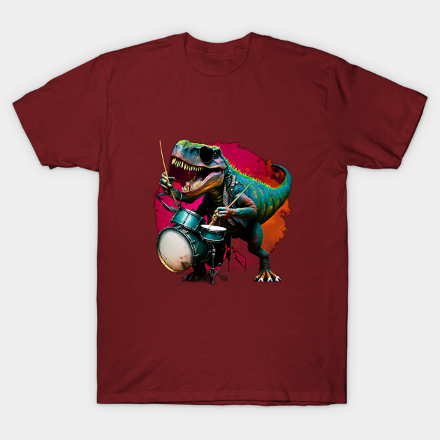 T-Rex Playing Drum Set - T Rex Drum - T-Shirt | TeePublic