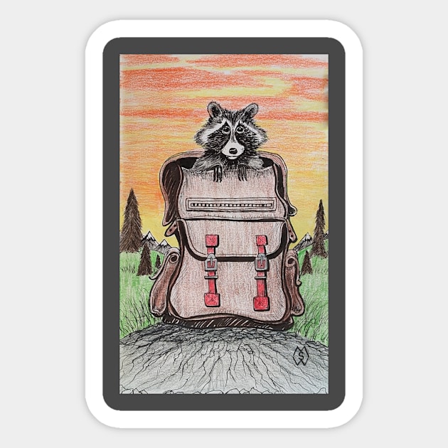 Raccoon in a backpack - Raccoon - Sticker | TeePublic