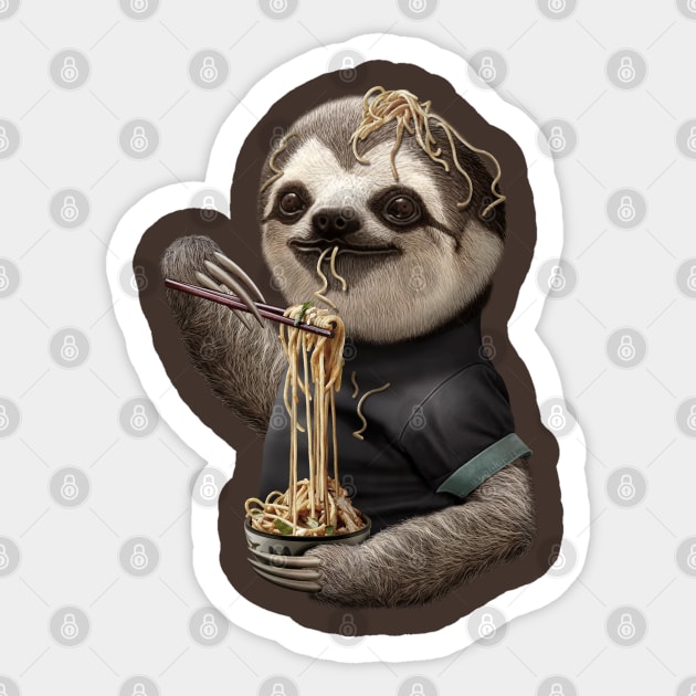 SLOTH EATING NOODLE - Sloth - Sticker | TeePublic