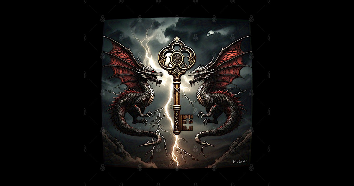 dragons and keys 2025 tileartwork - Dragons And Keys - Pin | TeePublic