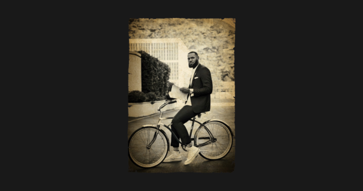 Lebron James Riding a Bike - Basketball Player - T-Shirt | TeePublic