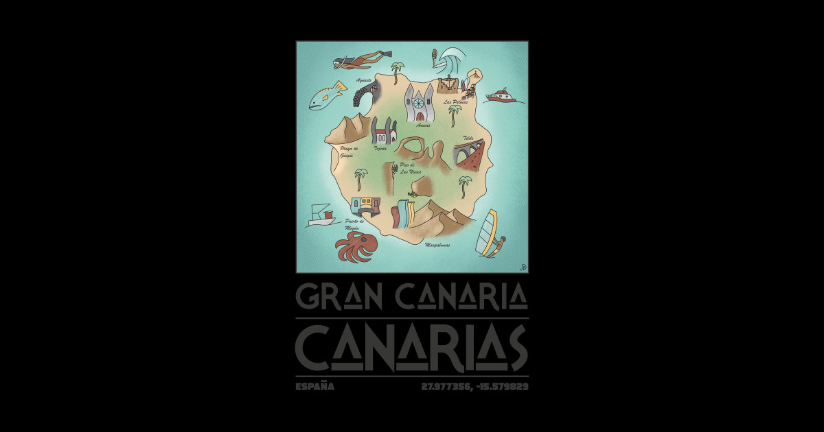 Gran Canaria Map - Gran Canaria - Sticker | TeePublic