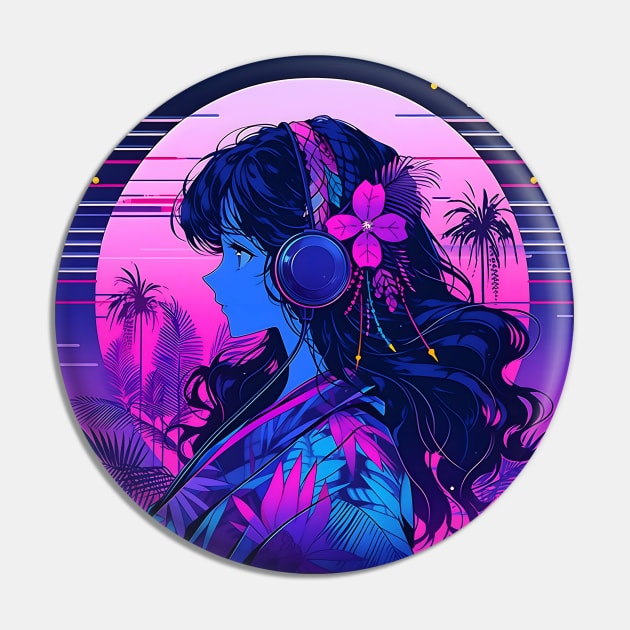 Synthwave Music Album Cover - Anime Wallpaper - Synthwave - Pin | TeePublic
