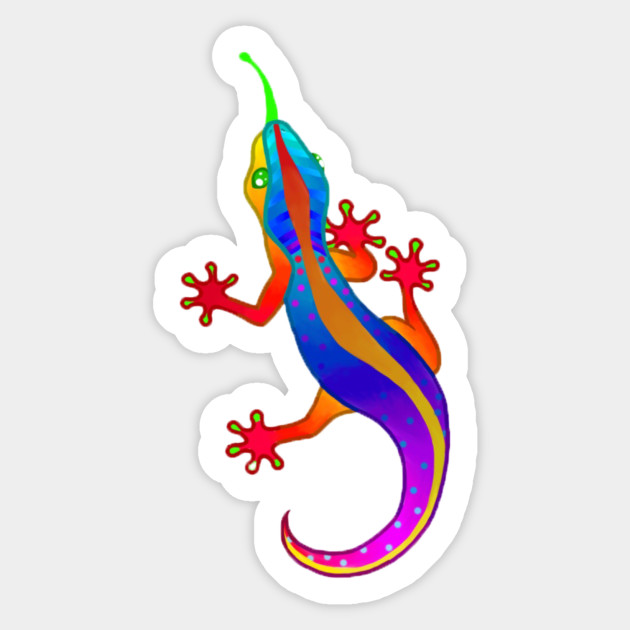Rainbow Gecko (No Background) - Rainbow - Sticker | TeePublic