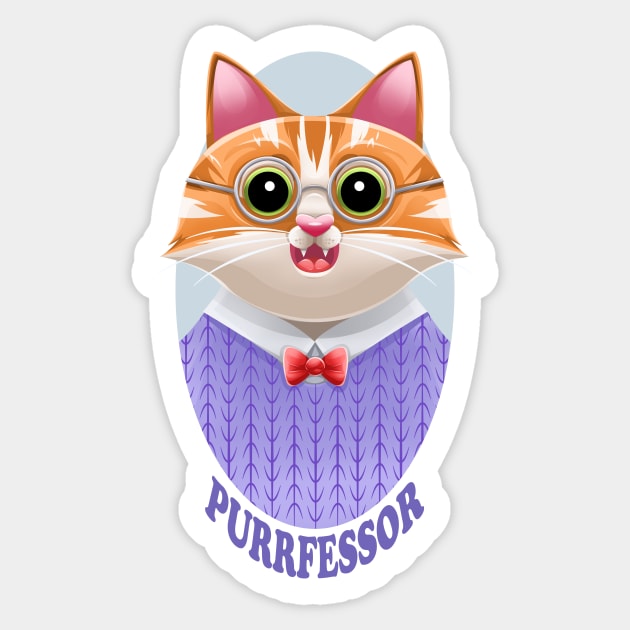 Purrfessor teacher cat pun (with background) - Cat Pun - Sticker ...