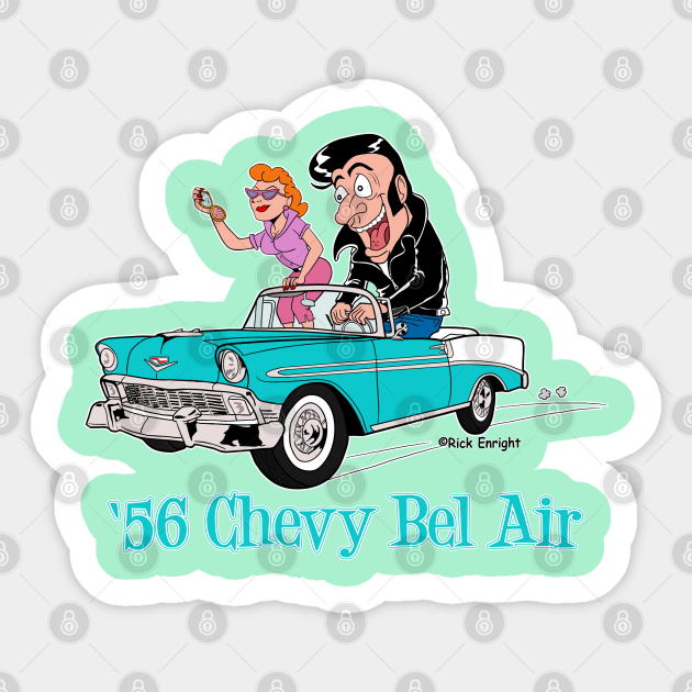 1956 Chevy Bel Air Cartoon - Classic Car - Sticker | TeePublic