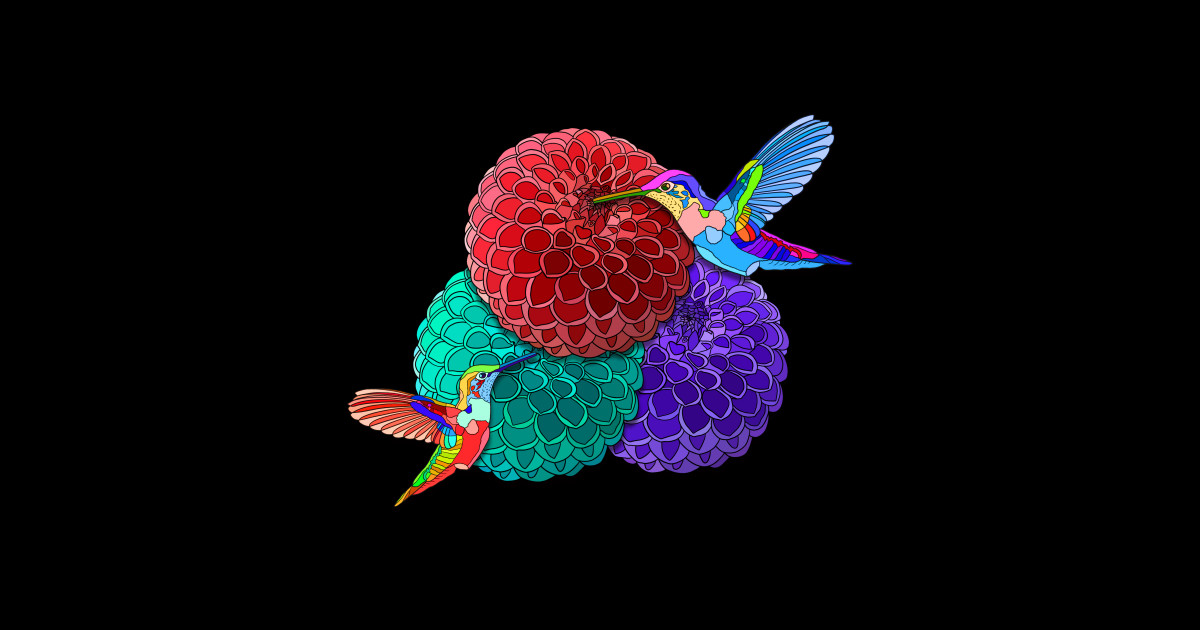Psychedelic Hummingbirds - Hummingbirds - Sticker | TeePublic