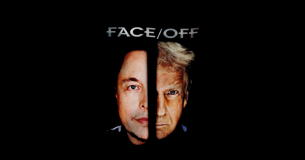 Face off Elon Musk vs Trump - Face Off Trump Vs Elon - Sticker | TeePublic