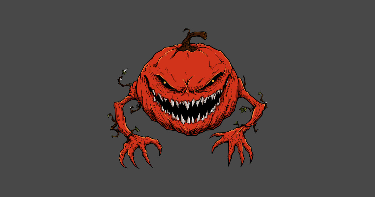 Evil Demon Pumpkin – Creepy Halloween Monster Illustration - Evil Demon ...