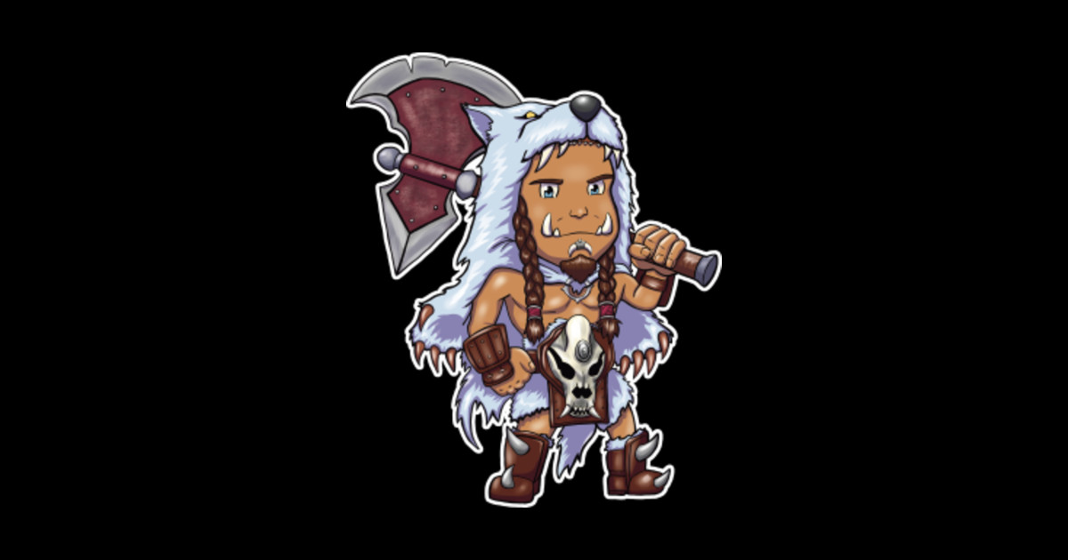 Orc chibi manga holding a axe wearing a wolf fur - Orc Fantasy Rpg Ork ...