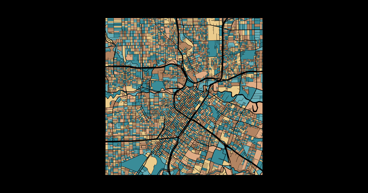 Houston Map Pattern in Mid Century Pastel - Houston Map - Sticker ...