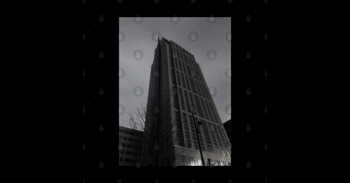 black and white building - Buildings - Sticker | TeePublic