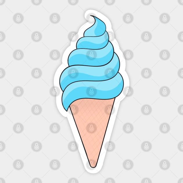 Blue ice cream with cone - Cute Food - Sticker | TeePublic