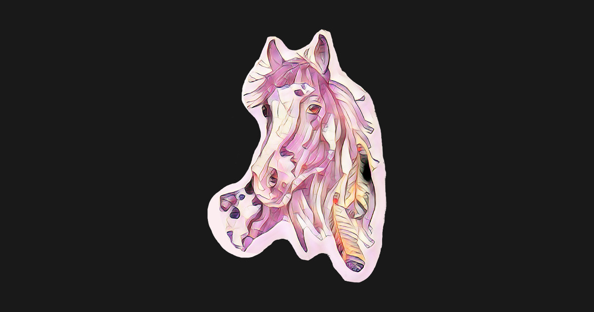 Horse Pet Native American Horse with Feathers in Its Mane - Native ...