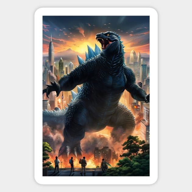 Godzilla versus aliens - Godzilla - Sticker | TeePublic