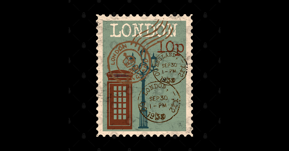 Retro London Postage Stamp - London - Sticker | TeePublic
